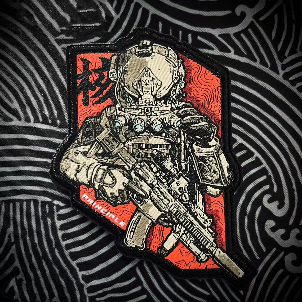 Patches de bordado Night Ghost Warrior, visão noturna tática, arma de capacete, luta militar ...