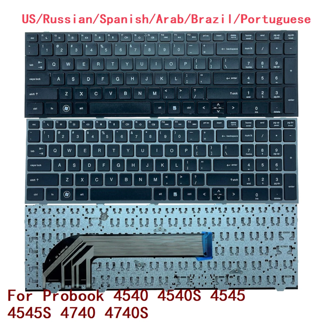 New-US-Russian-Spanish-Arab-Brazil-Portuguese-Laptop-Keyboard-For-HP-Probook-4540-4540S-4545 ...