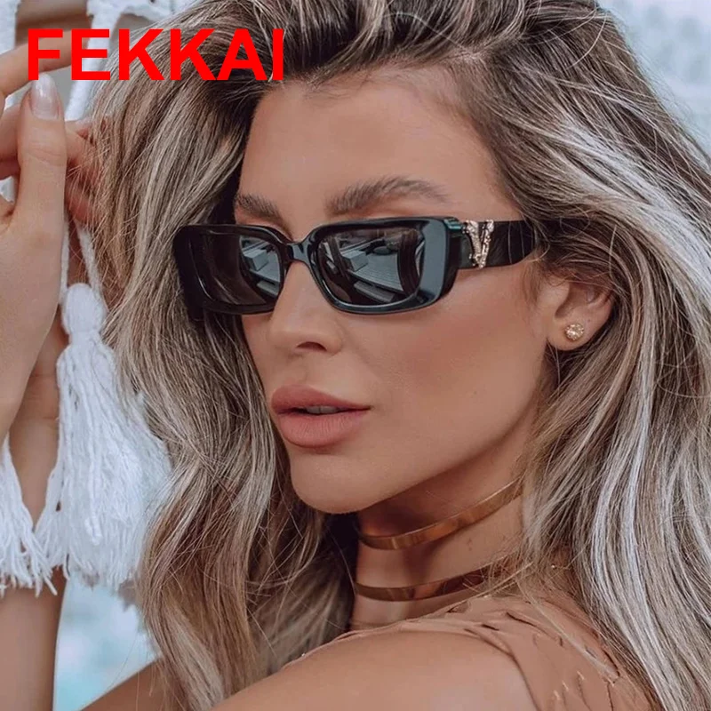 New V Cat Eye Sunglasses Women Designer Sun Glasses Square Vintage