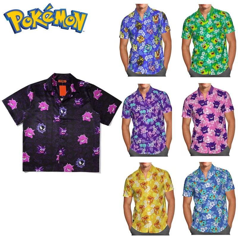 Pokemon Gengar Shirt Fashion Men Hawaiian Shirt Summer Oversized Short ...