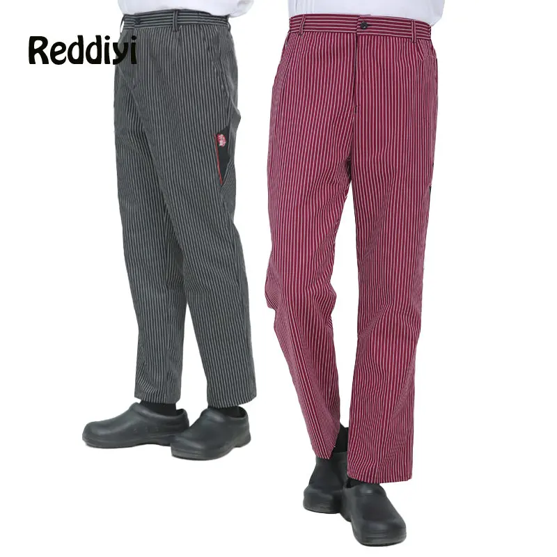 Restaurant-Chef-Pants-Kitchen-Trouser-for-Men-Hotel-Black-Elastic-Waist ...