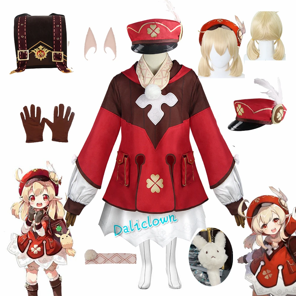 GenshinImpact-Klee-Cosplay-Costume-Backpack-Dodoco-Wig-Klee-Kids-Outfit ...