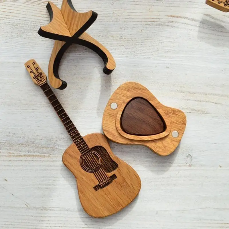 Guitar-Pick-Display-Case-Wood-Acoustic-Guitar-Pick-Organizer-Guitar ...