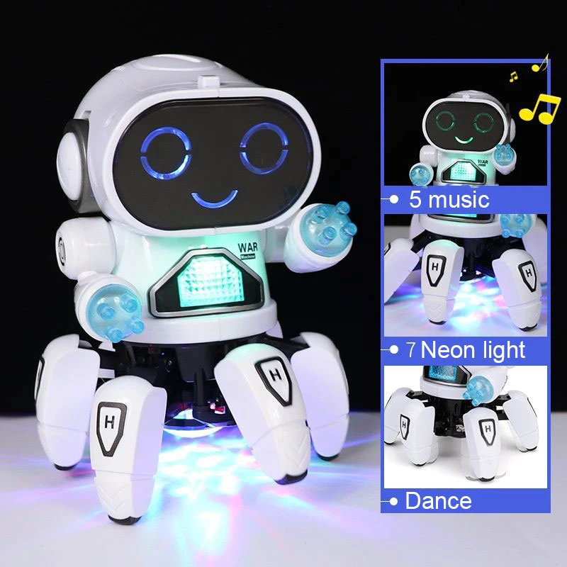 Kids Dance Robots Music Led 6 Claws Octopus Robot Birthday Gift Toys ...