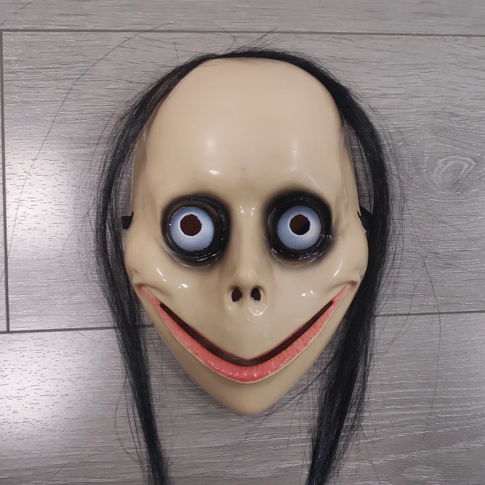 Horror-MOMO-Mask-Cosplay-Ghost-Face-Big-Eyes-Long-Hair-V-shaped-Mouth ...