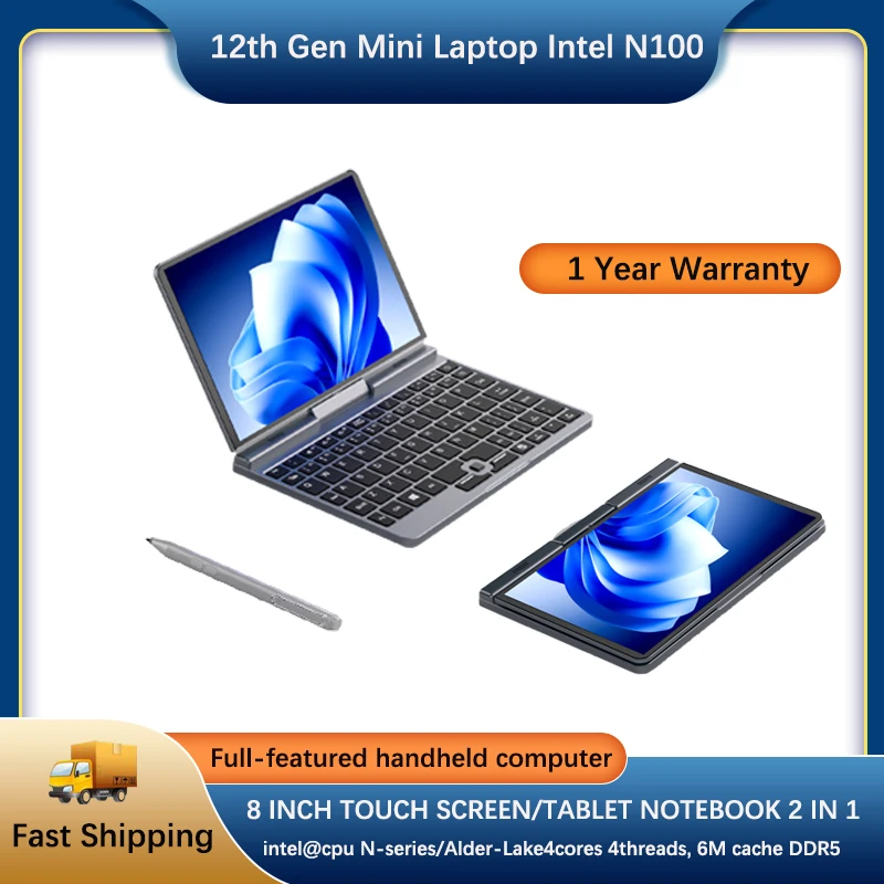 YSJMNPC 12th Gen Mini Laptop Intel N100 Quad Core 8 Inch Screen LPDDR5 ...