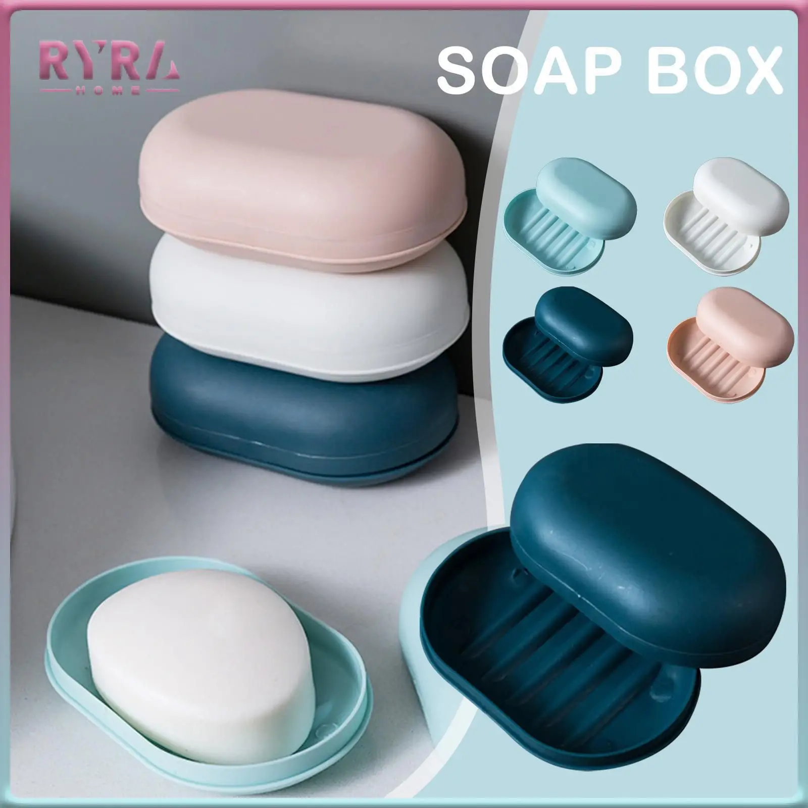 Portable-Soap-Box-With-Cover-Bathroom-Waterproof-Sealed-Soap-Dish ...