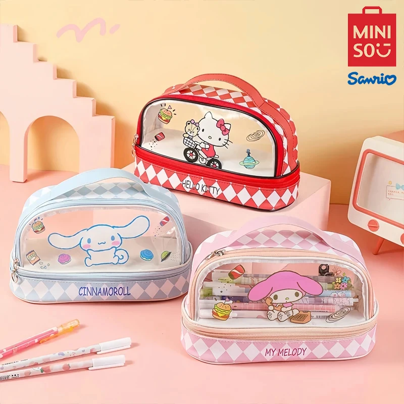 MINISO-Girl-Cosmetic-Bag-Kawaii-Cinnamoroll-Student-Pencil-Bag-Kuromi ...