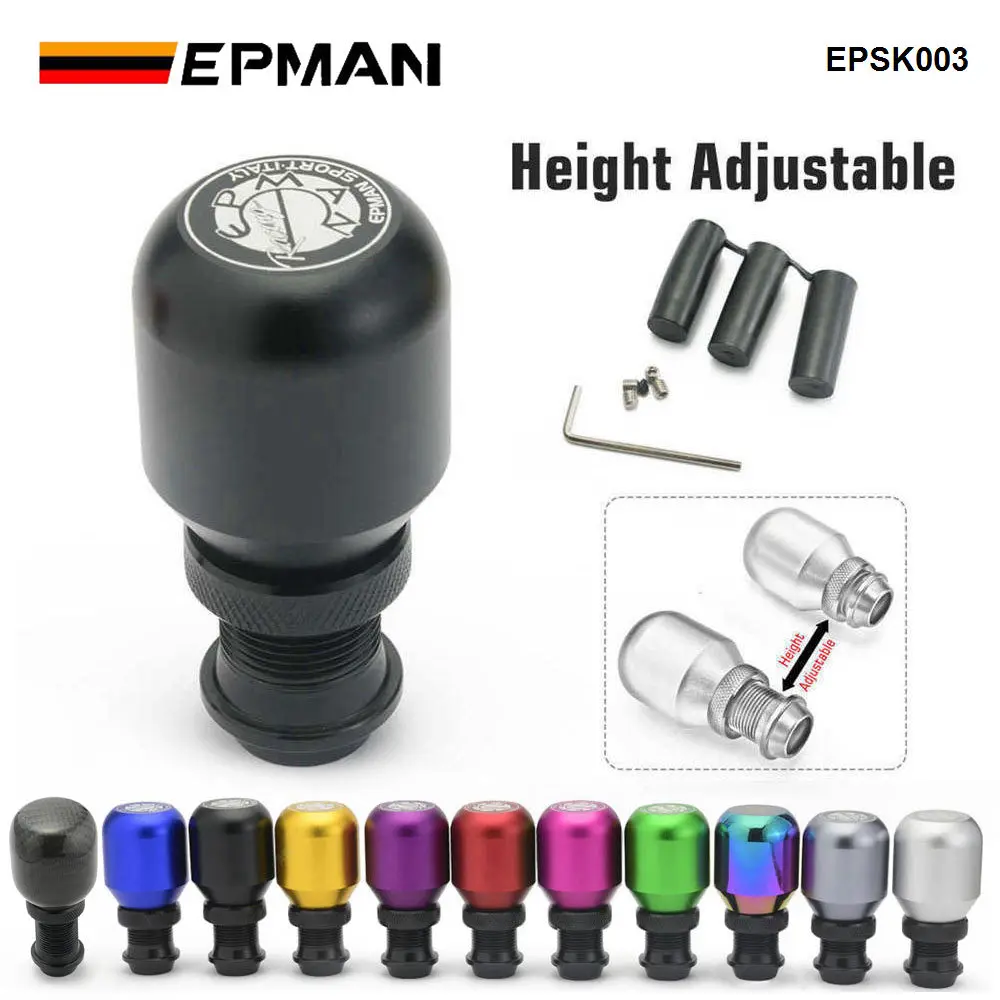 EPMAN Universal Aluminum Height Adjustable Manual Car Gear Stick Shift ...