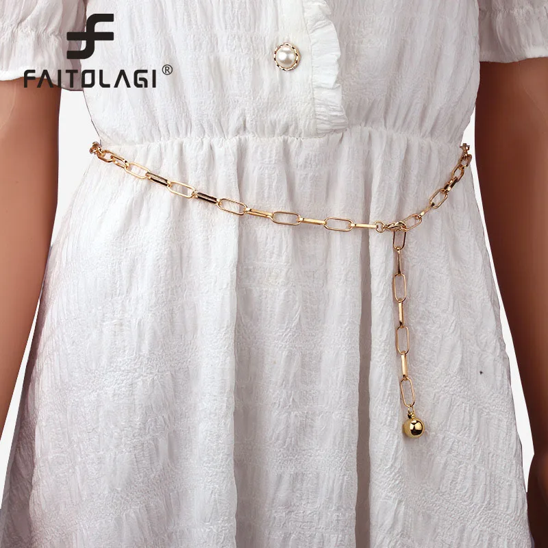 Metal-Balls-Waist-Chain-Women-Long-Thin-Belt-Gold-Sliver-Color ...