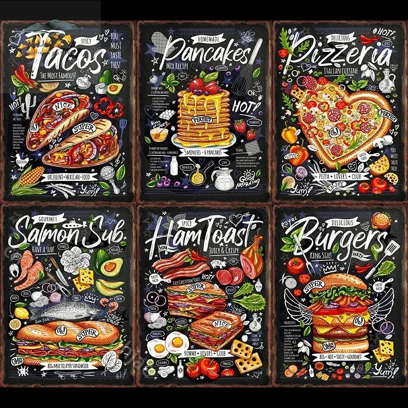 Hamburg-Pizza-Food-Metal-Tin-Sign-Foods-s-for-Restaurant-Shop-Decor ...