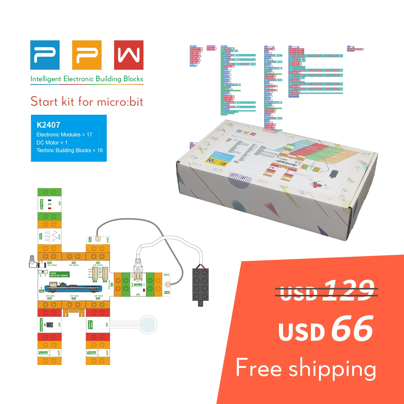 Start Kit For Microbit Pinpinwa Electronic Blocks Steam Education ...