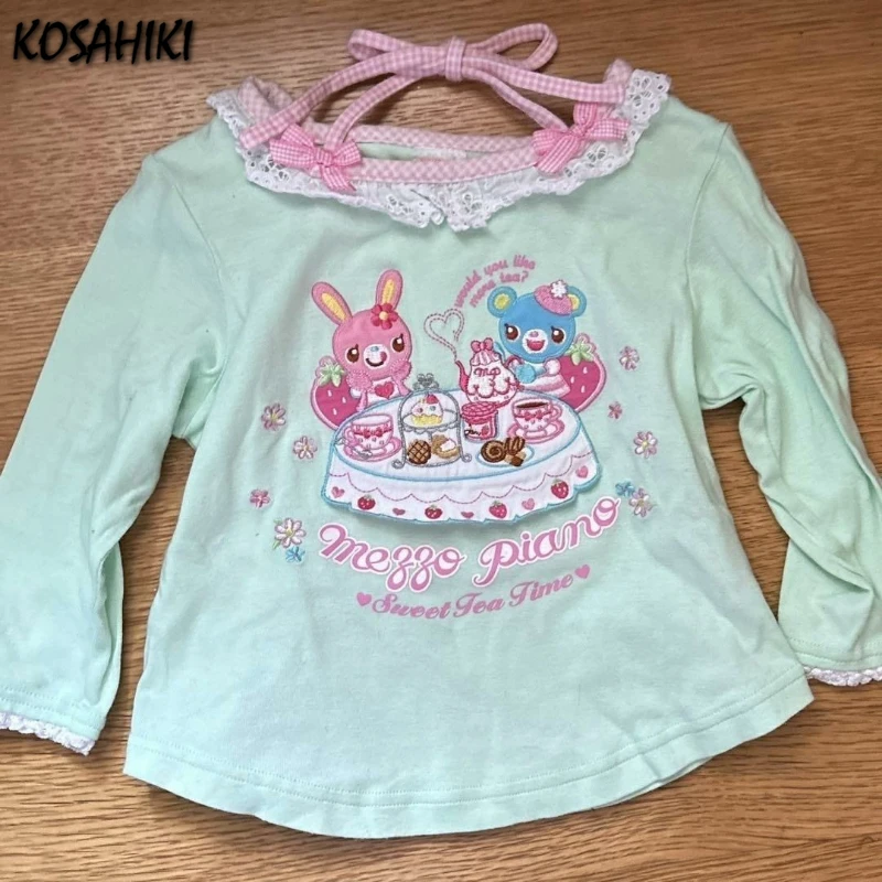 2024-Japanese-Cartoon-Embroidery-Lolita-T-shirt-Women-Sweet-Y2k ...