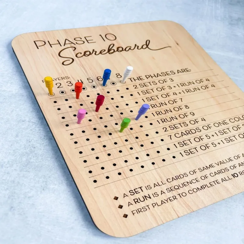 Phase 10 Round Tracking Board Phase 10 Wooden Score Board & Round ...