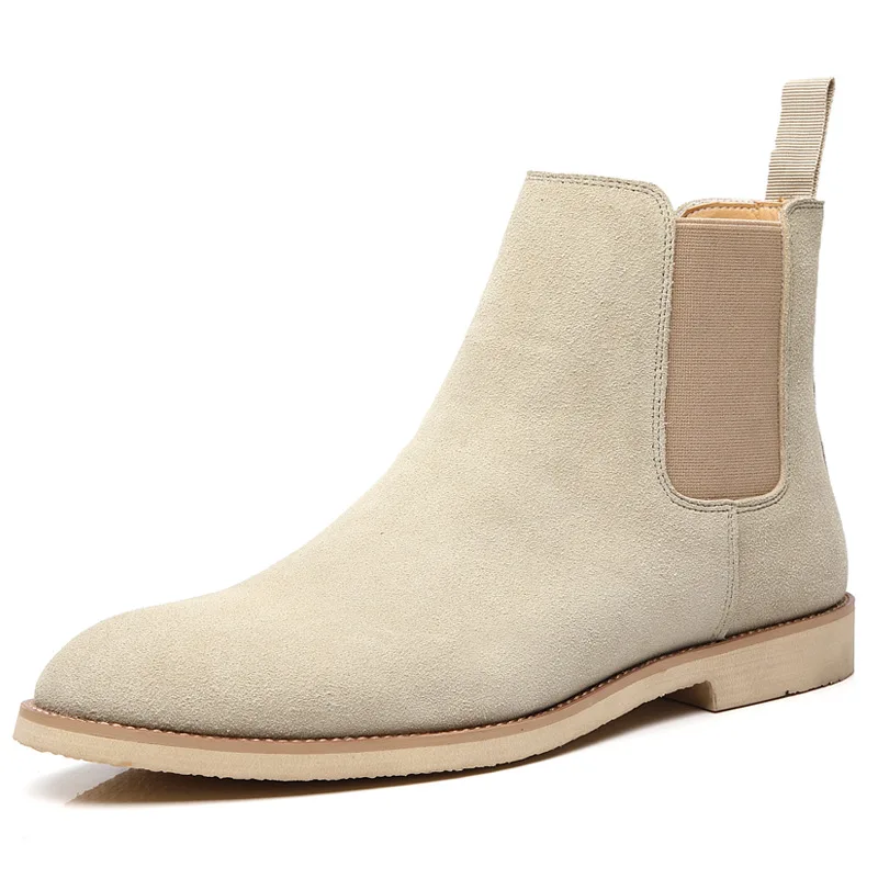 Botas-Chelsea-de-cuero-de-ante-genuino-para-hombre-zapatos-de-vestir-de ...