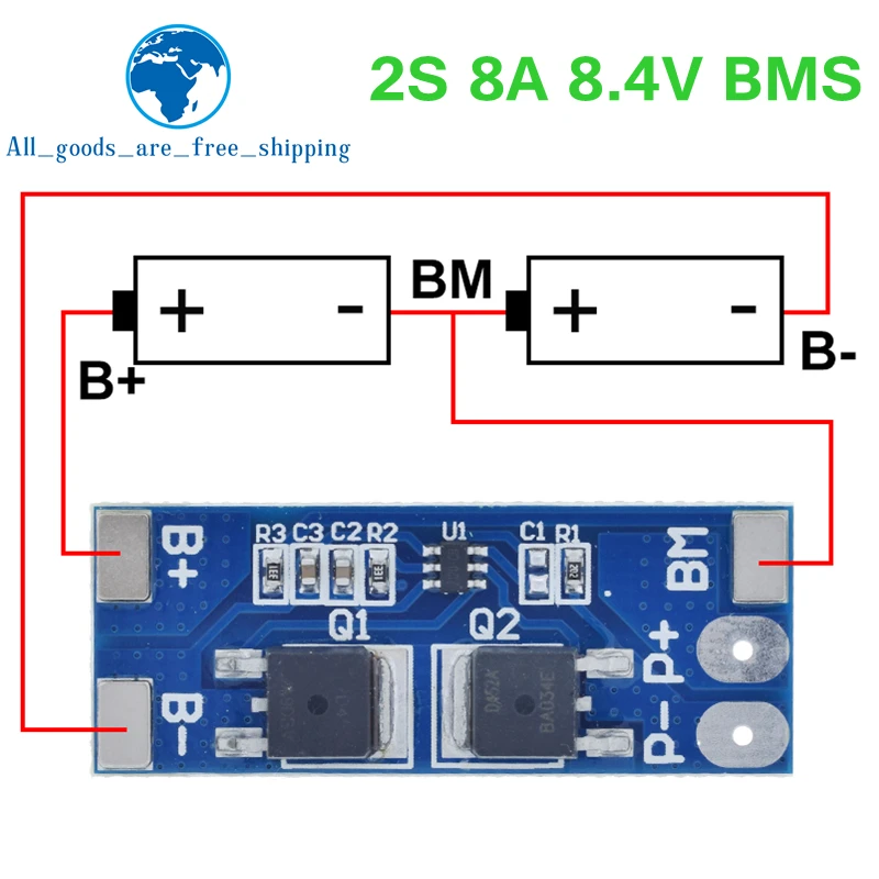 18650 BMS 2S 8A Li ion 7.4V 8.4V PCM 15A Peak Current Battery ...