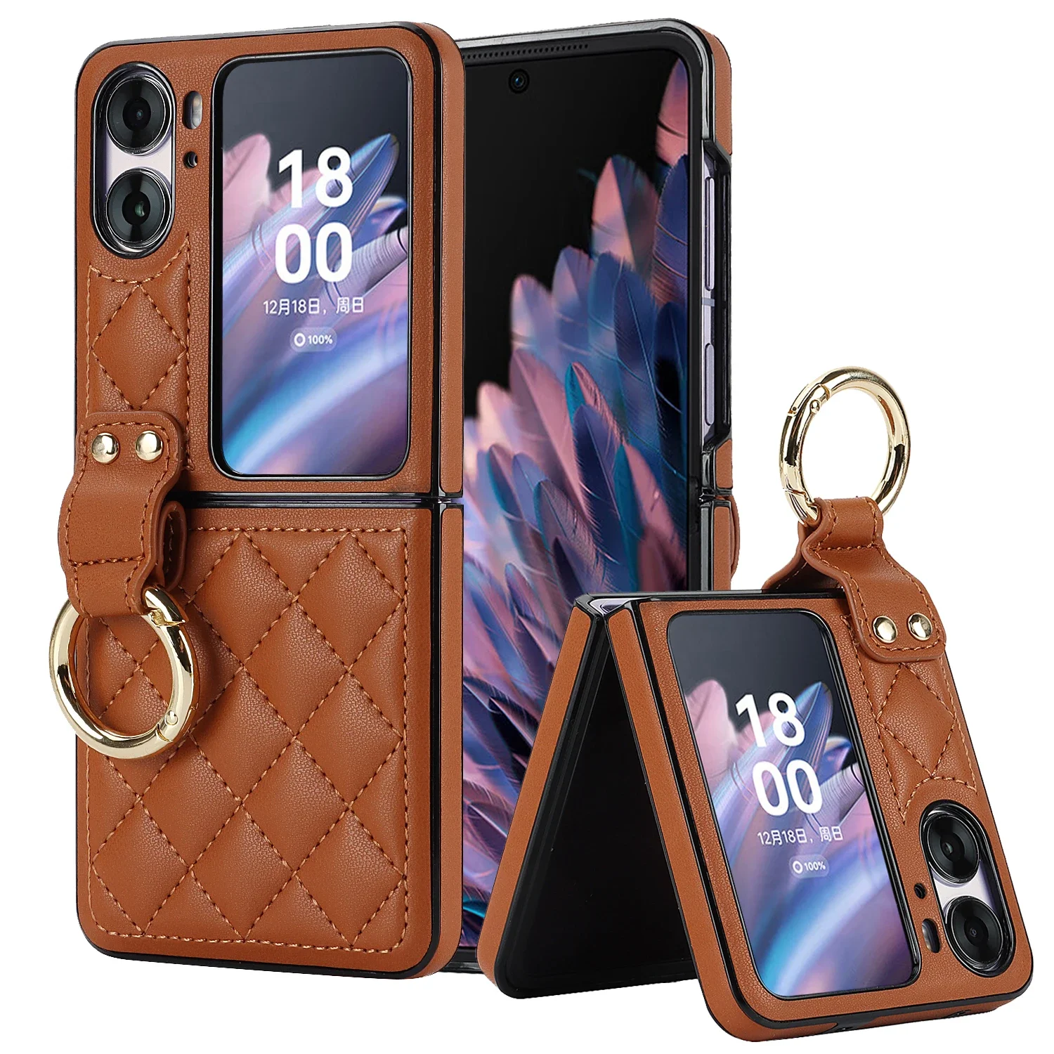 Luxury-Metal-Buckle-Leather-Case-For-Samsung-Galaxy-OPPO-Find-N2Flip-N3 ...