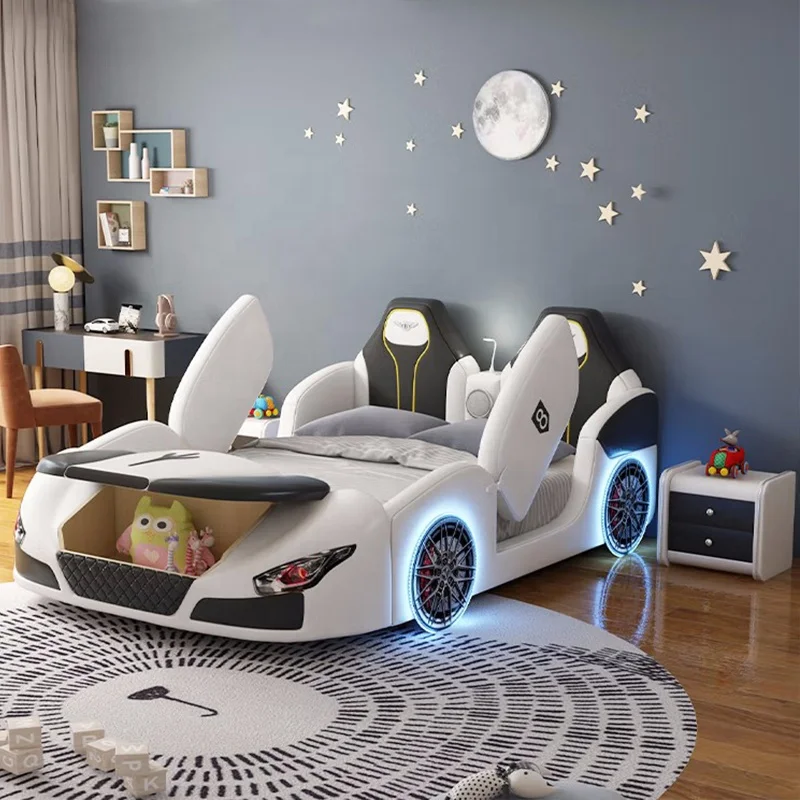 Light-Car-Bed-with-Music-Plastic-for-Kids-Boy-Modern-Full-Queen-Bunk ...