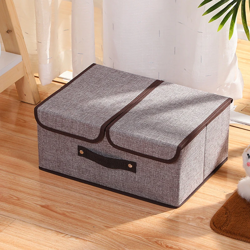 Bedroom-Storage-Box-Foldable-Storage-Box-With-Lid-Grid-Pattern-Wardrobe ...
