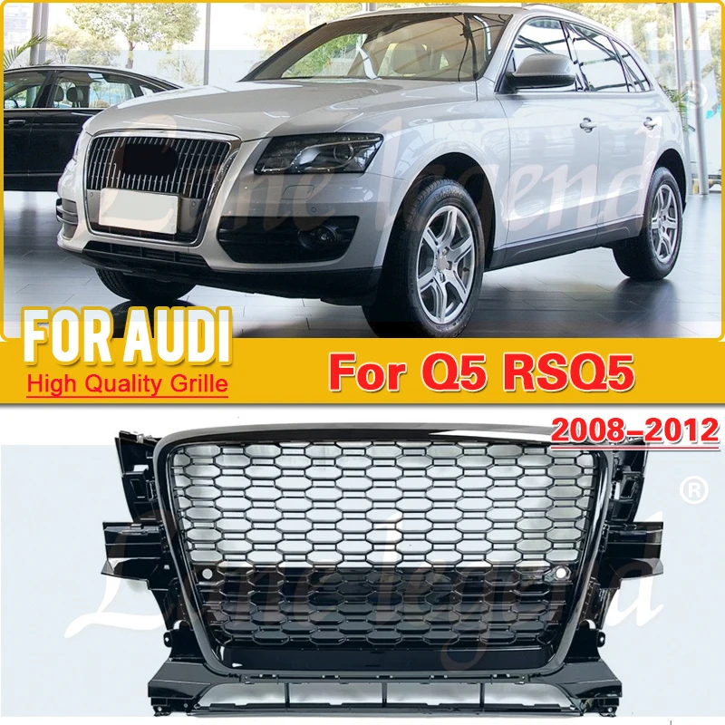 For RSQ5 Style Front Sport Hex Mesh Honeycomb Hood Grill Black For Audi ...