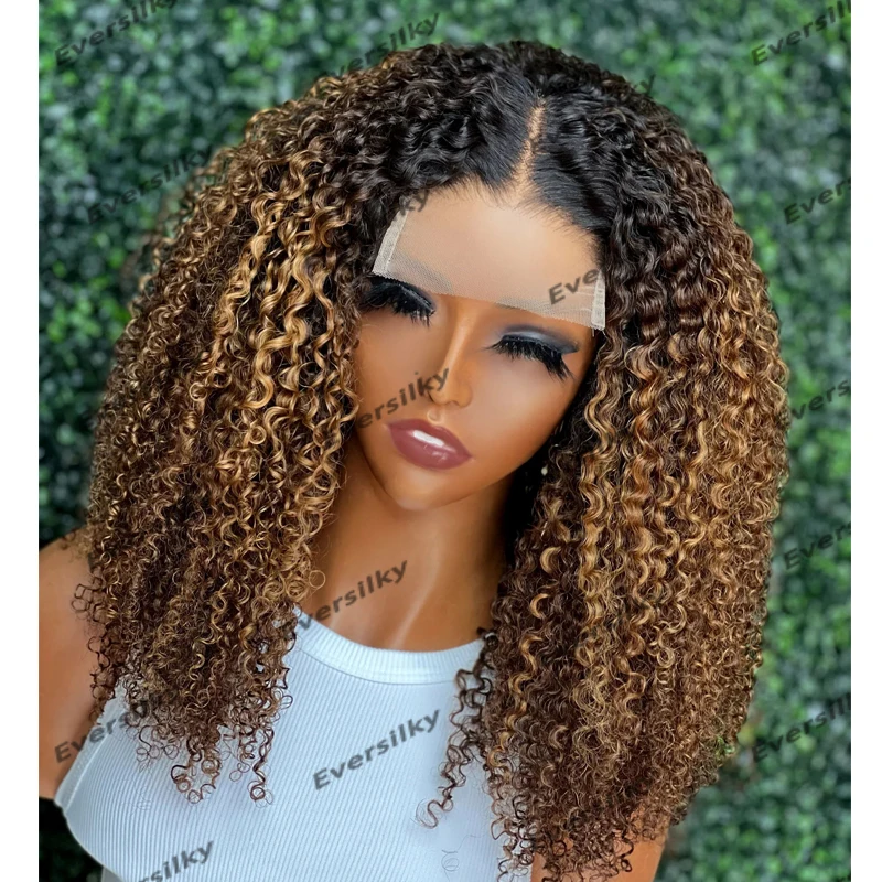 Peruano-200-densidade-kinky-curly-ombre-ouro-brown-remy-perucas-do ...
