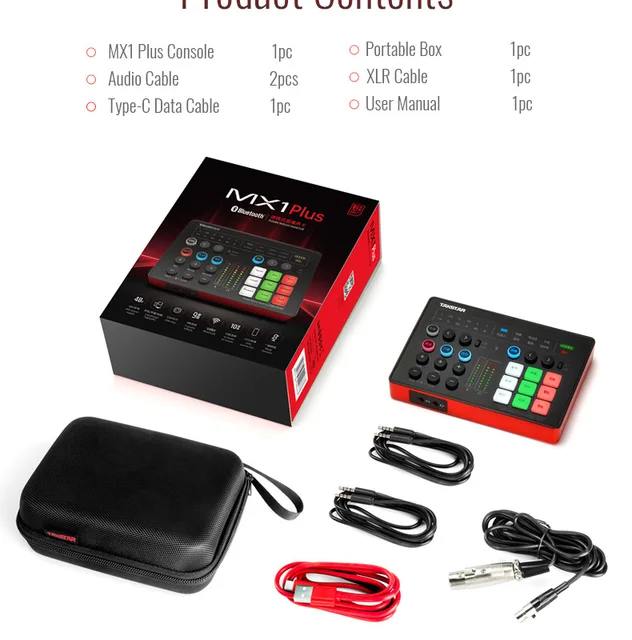 Takstar MX1 Plus Podcast Sound Card Live Sound Mixer/Voice Changer ...