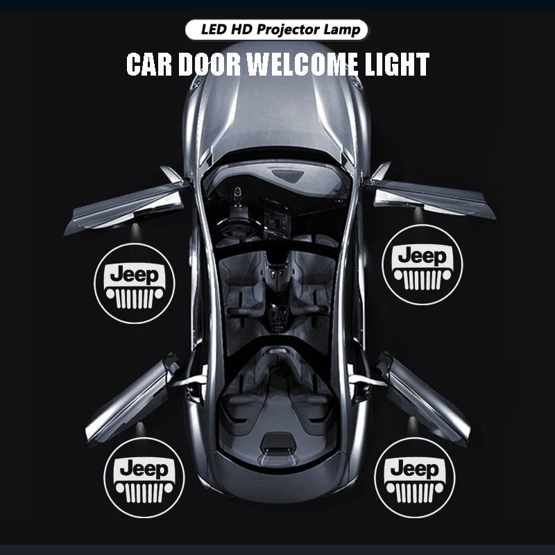 Jeep Car Door Wireless Welcome Light LED HD Projector Lamp Decoration ...