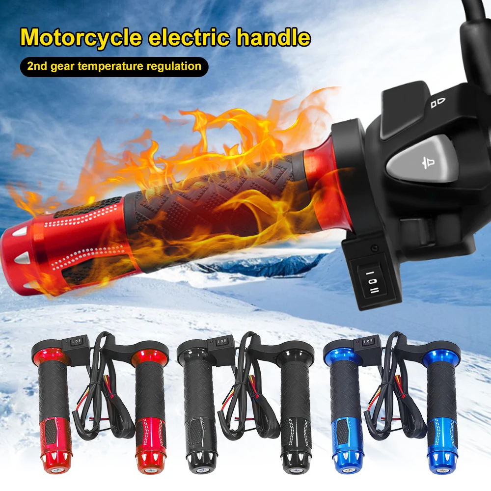 NEW-Motorcycle-22mm-Hand-Heated-Grips-Molded-Grips-ATV-Warmers-Adjust ...