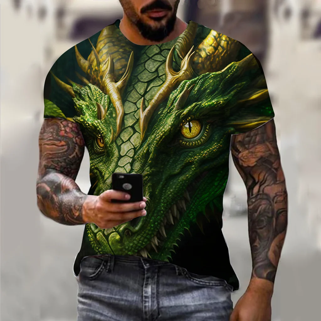 Men-s-T-Shirt-For-Men-Clothing-Unisex-Dragon-Graphic-3D-Print-Summer ...