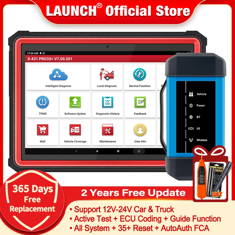 LAUNCH X431 PRO3S+ HDIII 10.1' 12V Car 24V Truck Full Functions Diagnostic Tools Auto OBD OBD2 ...
