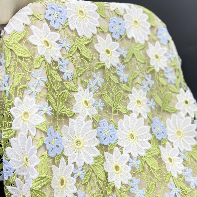 Embroidered-Green-Leaf-Lace-Fabric-High-quality-Wedding-Dress ...