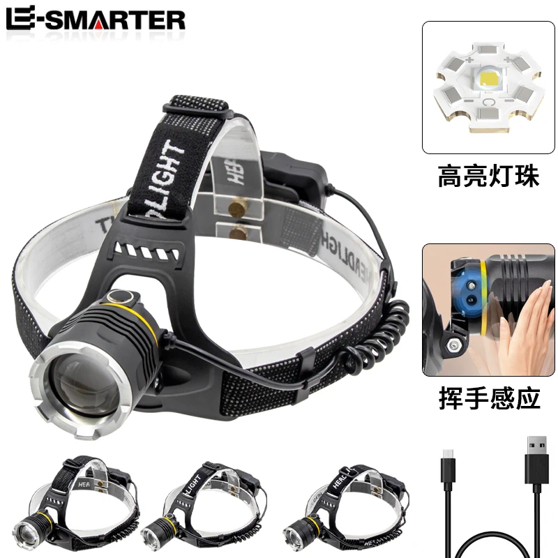 High Power Headlamp Flashlight LED Torch New XHP90 Sensor Headlight ...