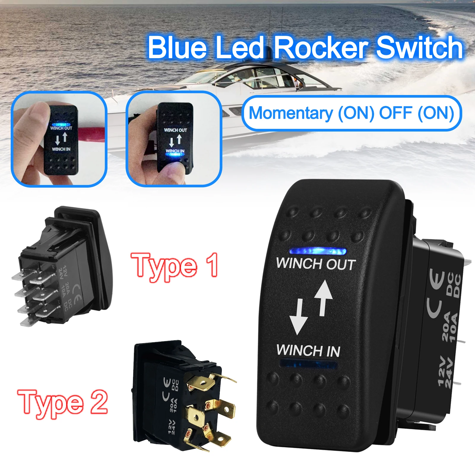 12V-24V-Blue-Led-Rocker-Switch-WInch-In-Winch-Out-ON-OFF-ON-Momentary ...