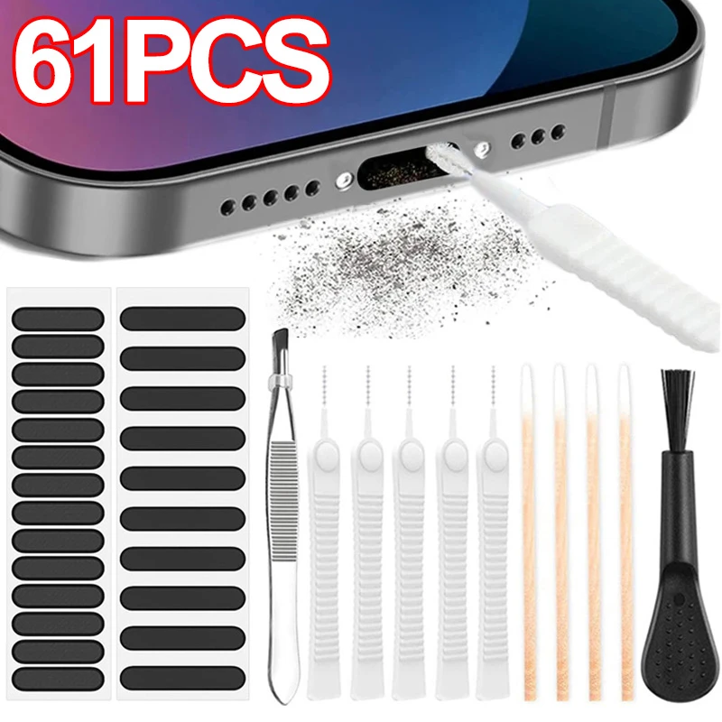 61pcs Universal Mobile Phone Speaker Dust Removal Cleaner Tool Kit For ...