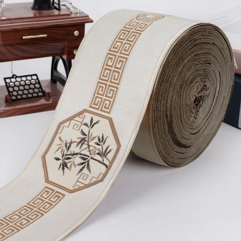 1-Meter-9CM-Wide-Woven-Jacquard-Ribbon-Beige-Color-Ethic-Pattern ...