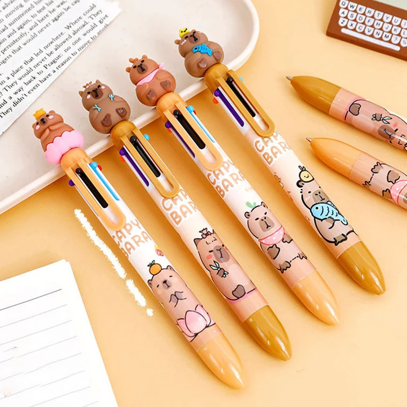 Cartoon Capybara Multicolor Ball Pen Ballpoint Pen Multicolored Pens 6/ ...