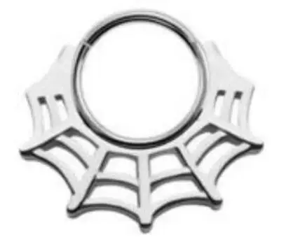 Spider Web Piercing Nose Fashion F136 Titanium Internally Threaded Hinged Segment Ring Halloween ...