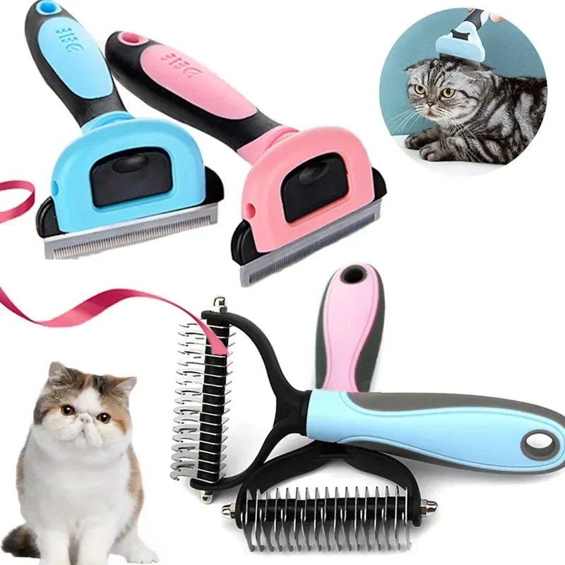 Pet-Hair-Removal-Brush-Dog-Hair-Comb-Stainless-Steel-Automatic-Hair ...