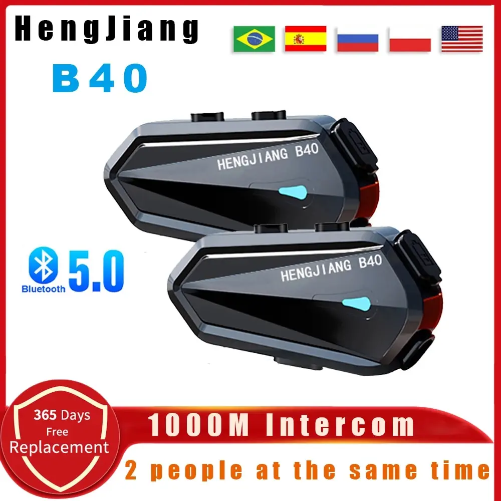 HENG JIANG B40 Helmet Bluetooth Headset Intercom 1000M Mixing Stereo ...