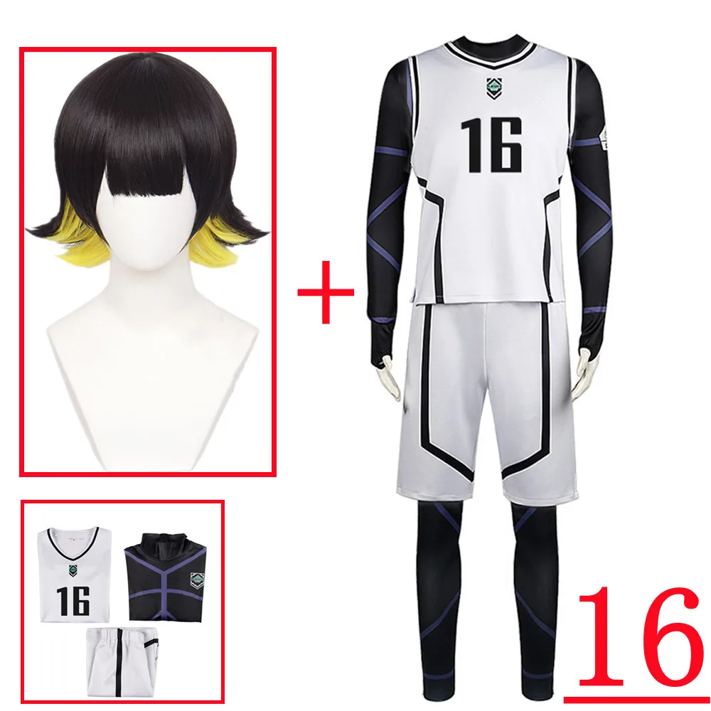 Disfraz de Cosplay de Anime Blue Lock Bachira Meguru, camiseta blanca ...