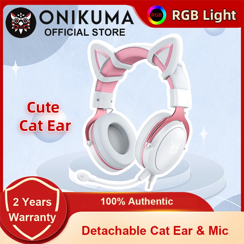ONIKUMA-X10-Gaming-Headphones-with-Detachable-Cute-Cat-Ear-RBG-Lighting ...