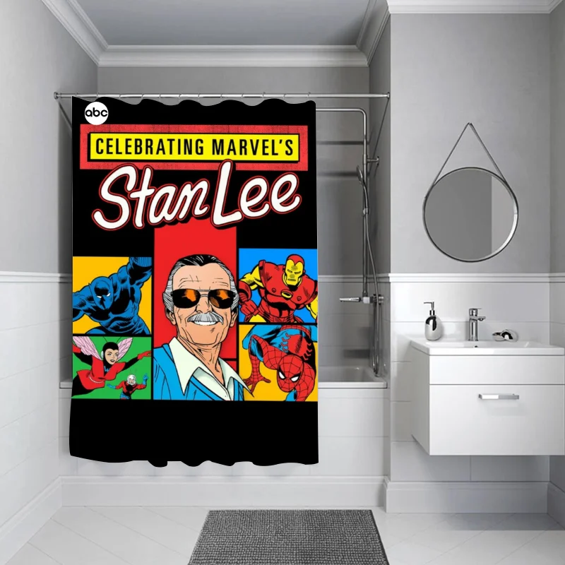 Shower-Curtain-for-Bathroom-STAN-LEE-Accessories-Set-Waterproof-Fabric ...