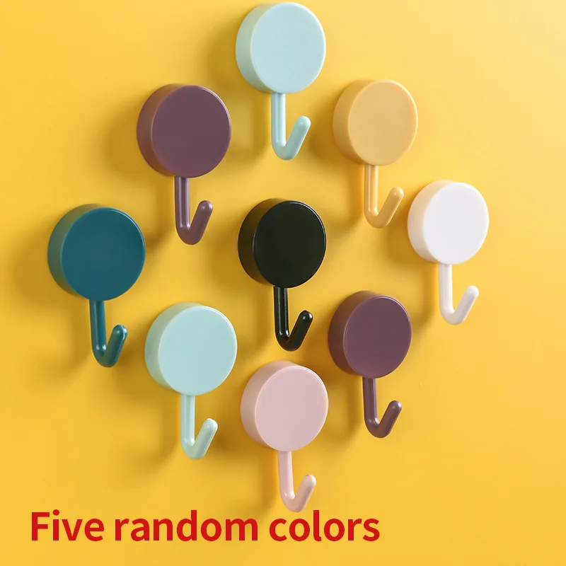 Five random colors Hook Strong Adhesive Sticking Wall Kitchen Cute Hook ...
