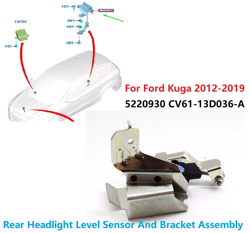5220930 CV61-13D036-A Rear Body Height Sensor For Ford Kuga 2012-2019 ...