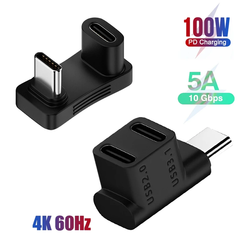 2 Type-C to 1 Type-C - Connecteur d'extension à angle droit pour Steam ...