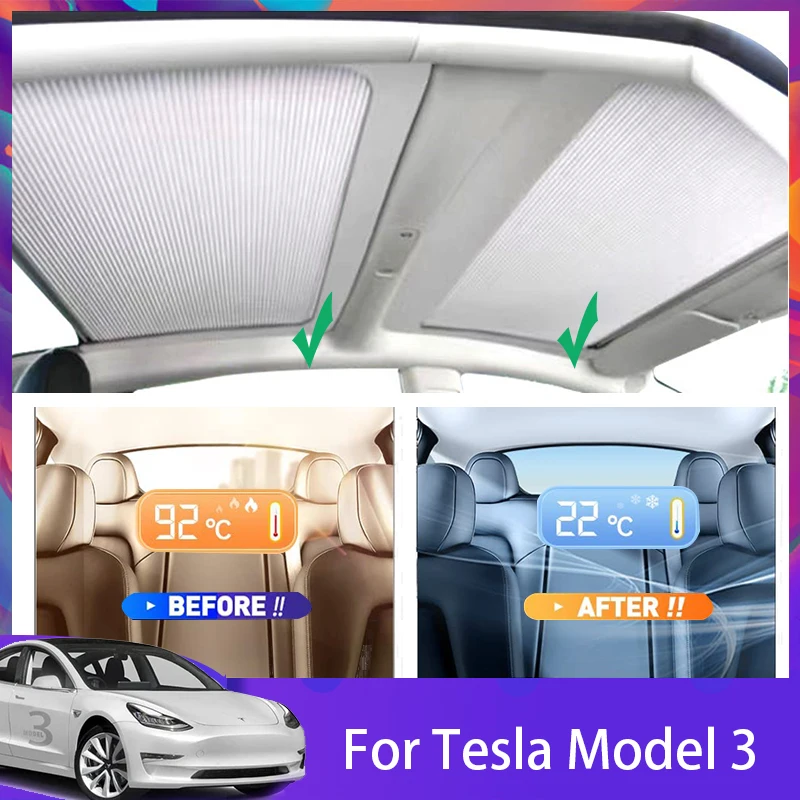 Sunshades-For-Tesla-Model-3-2023-Accessories-Shade-Net-Roof-Skylight ...