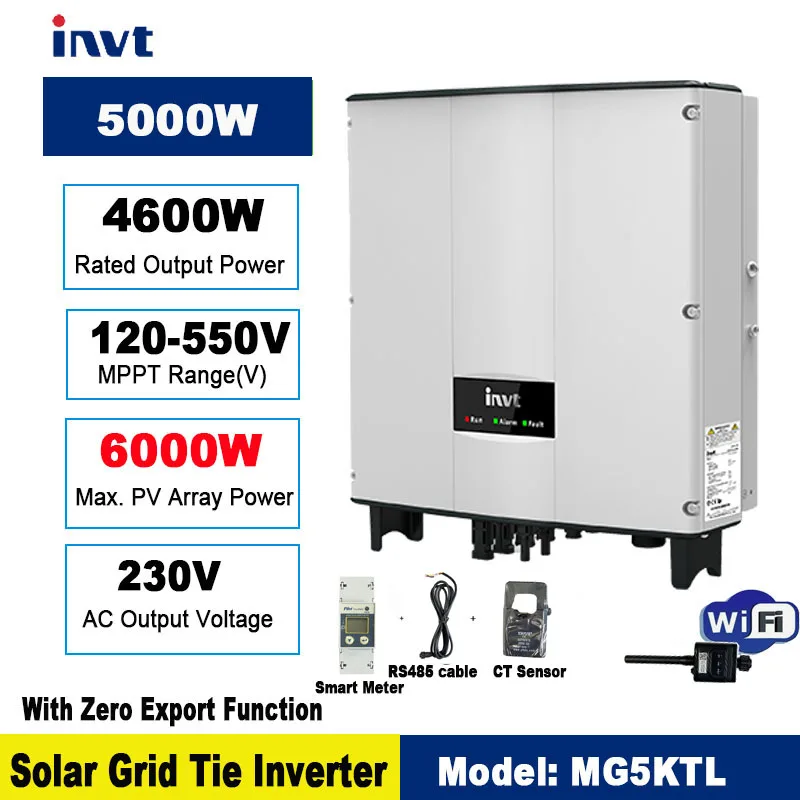5000w Solar Grid Tie Inverter With Wifi Dc120-550v To Ac230v Ip65 ...