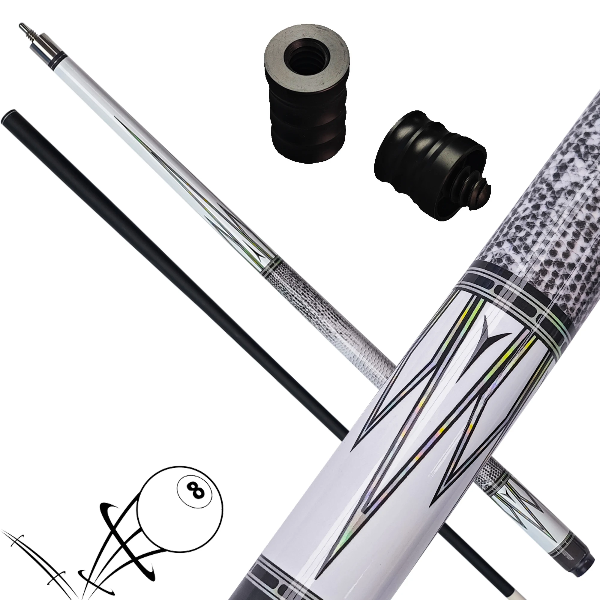 Premium-White-Carbon-Fiber-Billiard-Cue-Stick-Strong-Durable-13mm-with ...