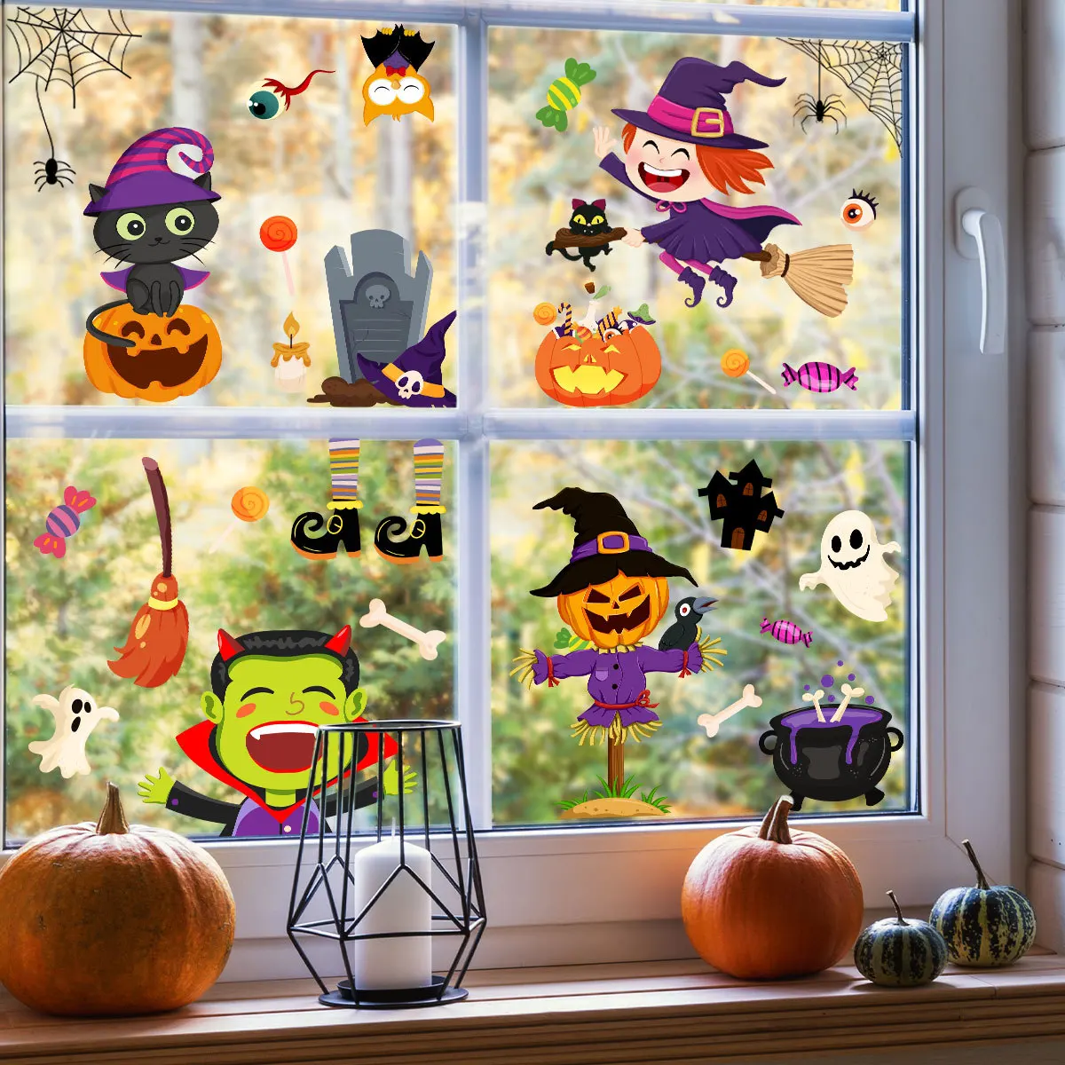 Halloween-Cartoon-Cute-Pumpkin-Ghosts-Window-Stickers-for-Living-Room ...