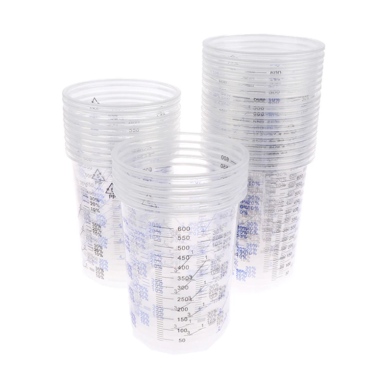 10-50Pcs-600ml-Disposable-Paint-Mixing-Calibrated-Cup-Transparent ...